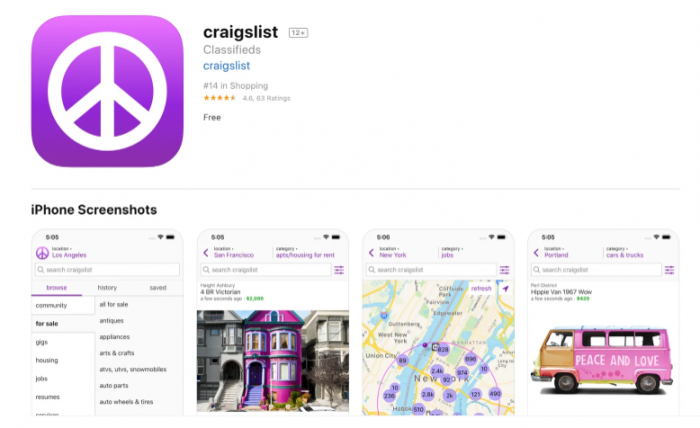 分类网站 Craigslist 首次发布官方应用 - 软餐