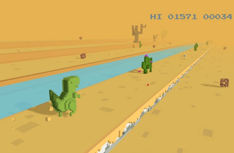 Chrome 断网提示页上的 T-Rex Runner 游戏重生：3D 版来了 - 软餐