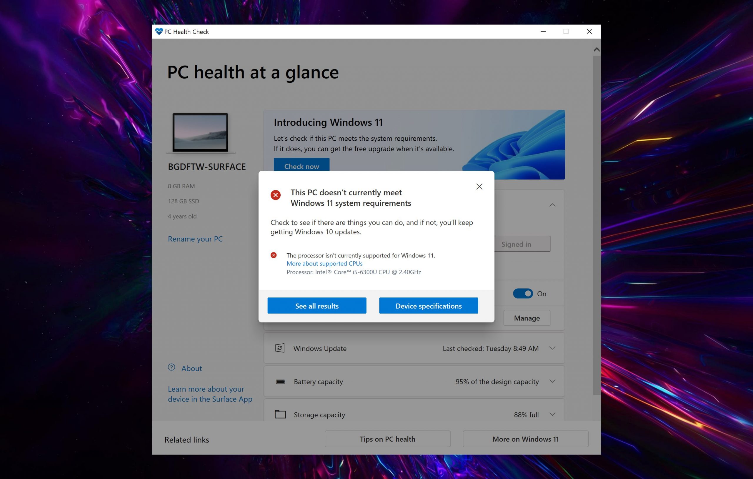 曝微软正向 Win10 强制安装 PC Health Check：Win10 2004 首当其冲 - 软餐